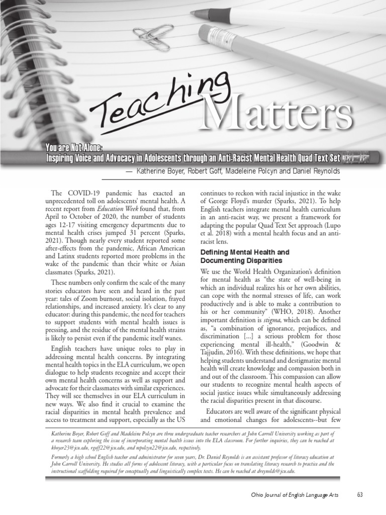 Teaching Matters | PDF | Mental Disorder | Teachers