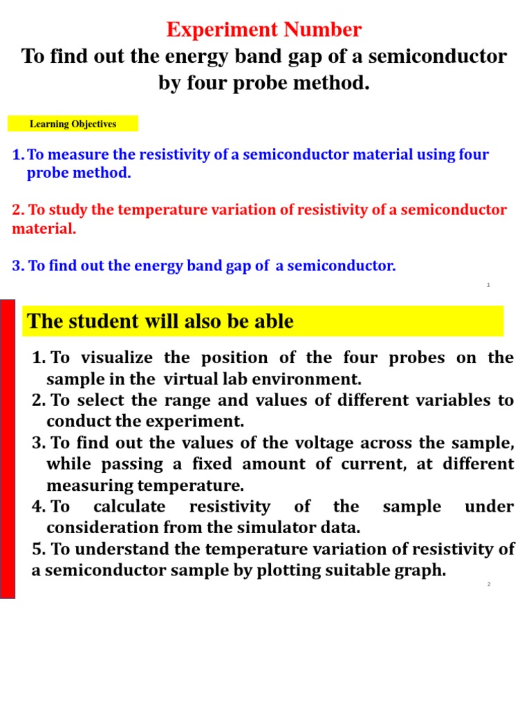 E2Four Probe Exp For Student | PDF | Semiconductors | Band Gap