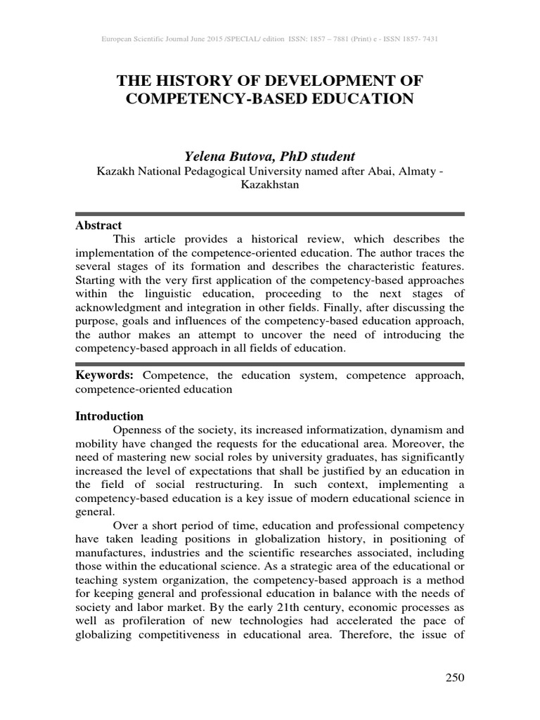 The History of Development of Competency-Based Education | PDF ...