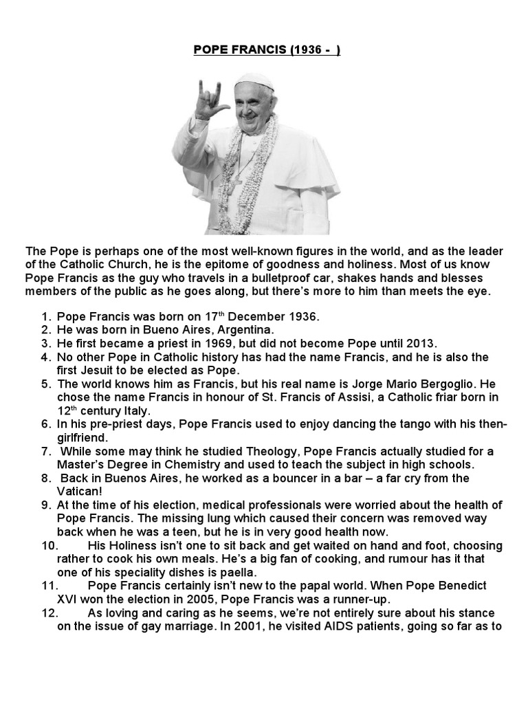 Pope Francisco Biography | PDF | Pope Francis | Catholic Church