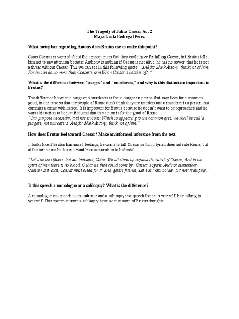 Tragedy of Julius Caesar, Act 2 | PDF