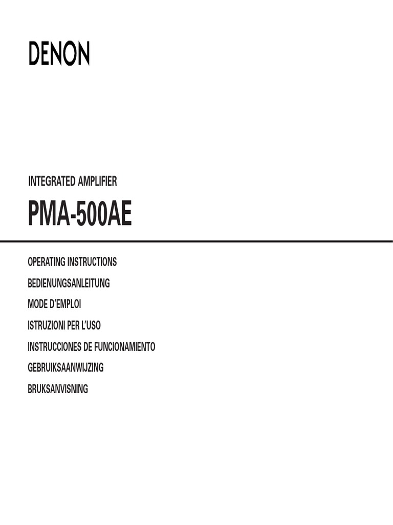 Denon PMA 500AE Owners Manual | PDF | Ac Power Plugs And Sockets ...