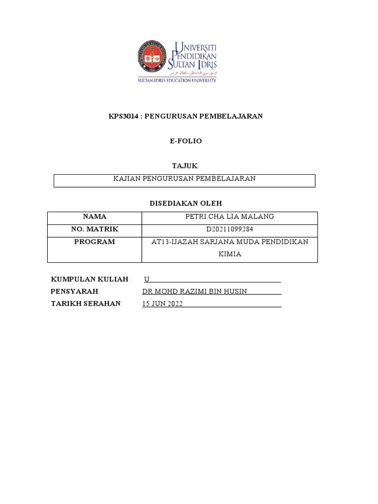 E-Folio 3 - Petrichaliamalang - D20211099284 | PDF
