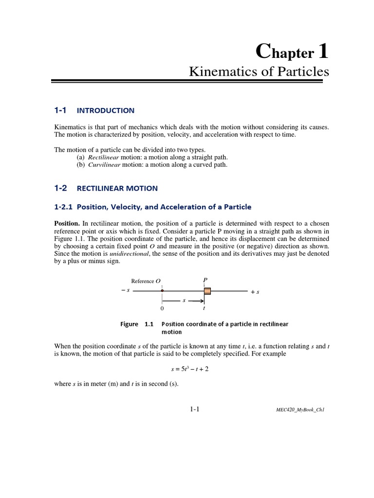 MEC420 Mybook Ch1 KinematicsParticles STDV | PDF | Kinematics | Acceleration