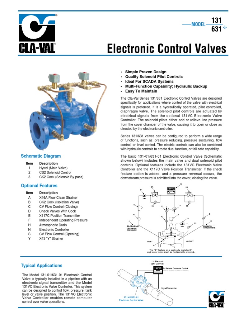 Cla-Val Electronic Control Valves | PDF | Valve | Manufactured Goods