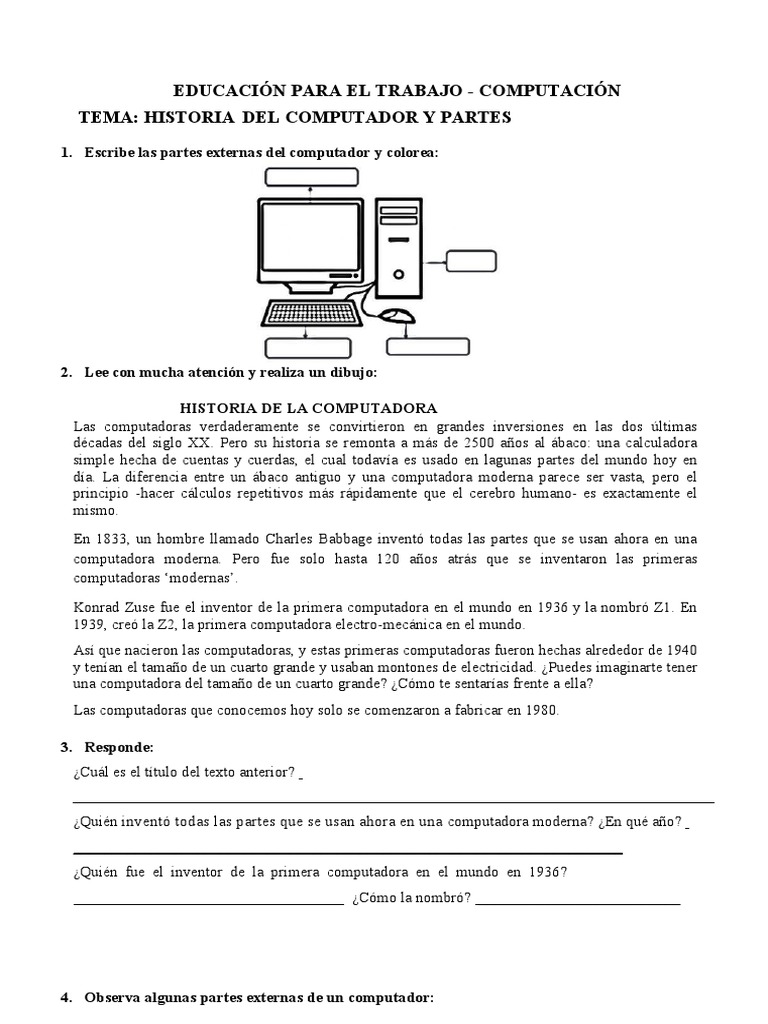 Historia de La Computadora | PDF | Equipo de oficina | Bienes manufacturados