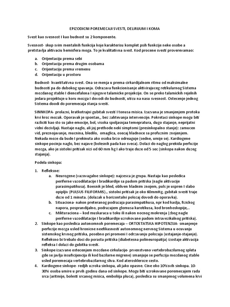 Epizodicni Poremecaji Svesti | PDF