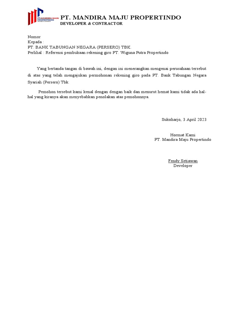 Pt. Mandira Maju Propertindo: Developer & Contractor | PDF