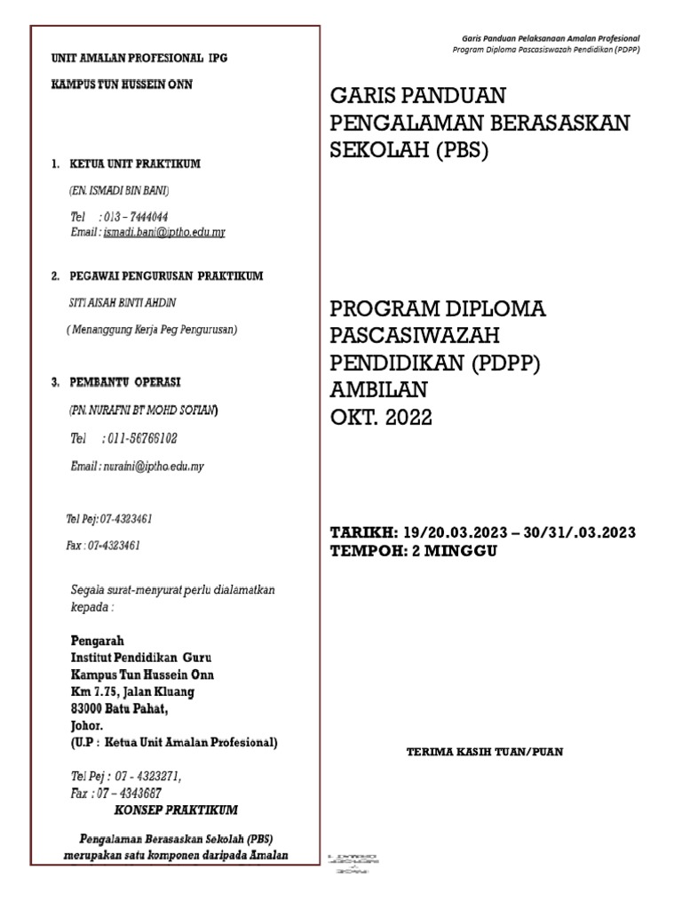 Lampiran Borang PBS PDPP Versi Pelajar Ambilan Okt. 2022 | PDF | Bisnis