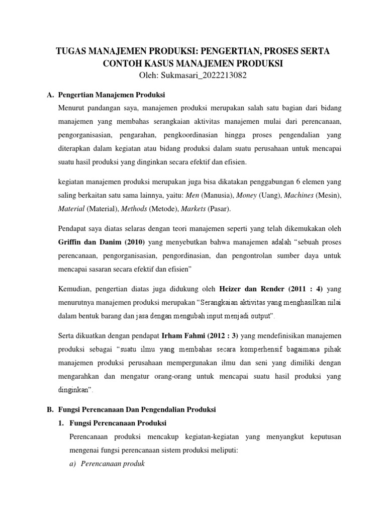 Contoh dan Fungsi Manajemen Produksi | PDF