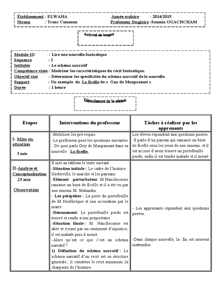 Le Chevalier Double, Fiche de Langue, Le Schéma Narratif | PDF | Récit