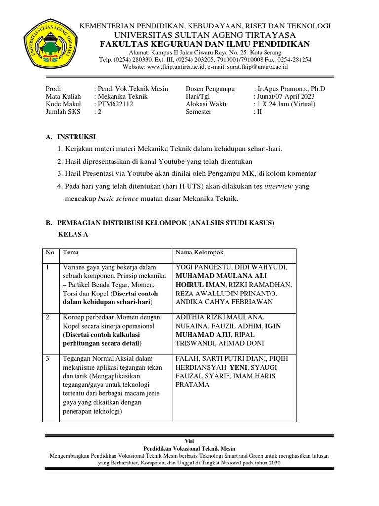 UTS Mekanika Teknik PVTM 2023 | PDF