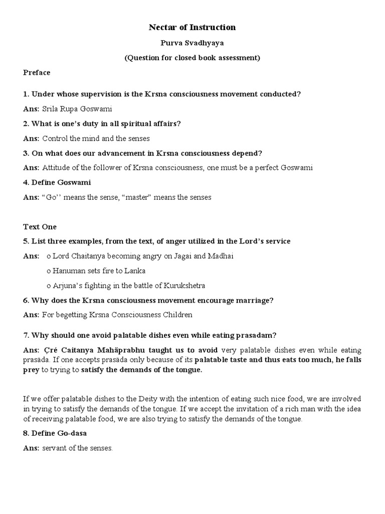 Nectar of Instruction | PDF | Bhakti | Krishna