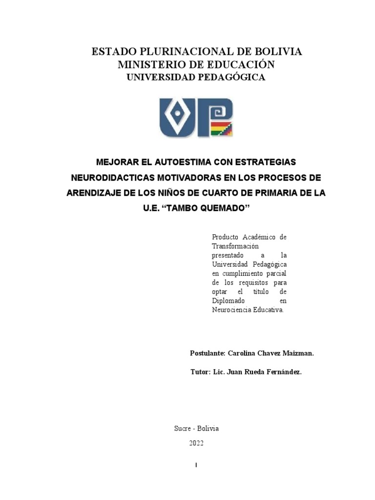 Estado Plurinacional de Bolivia Ministerio de Educación: Universidad ...