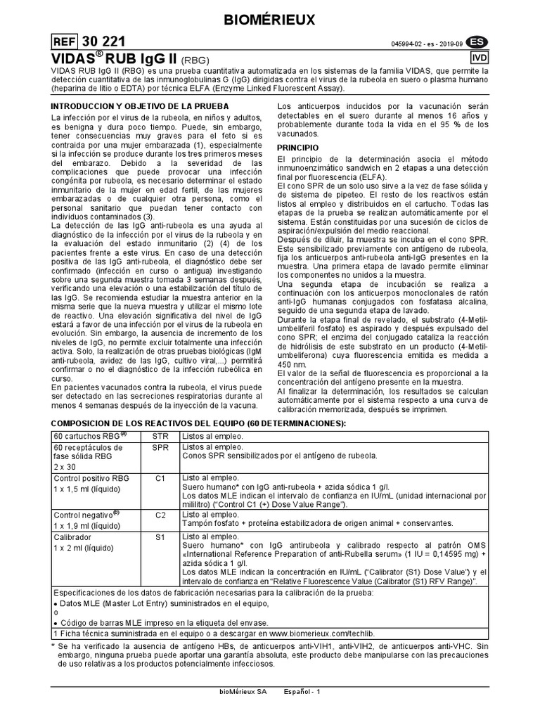 Introduccion Y Objetivo de La Prueba: Biomérieux Sa Español - 1 | Descargar gratis PDF | Virus ...