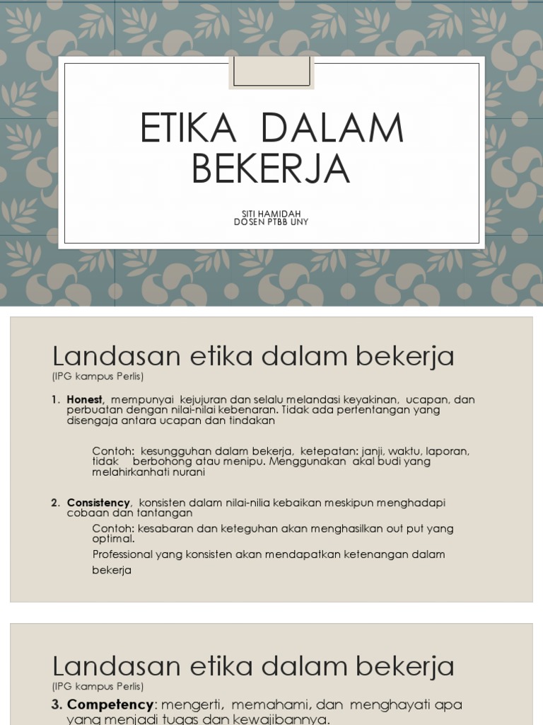 ETIKA dalam bekerja | PDF