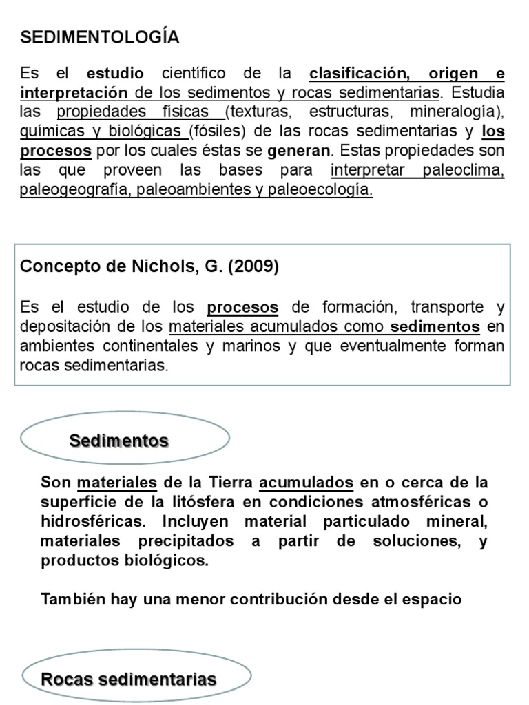 Sedimentología: Estudio Clasificación, Origen e Interpretación de Los ...