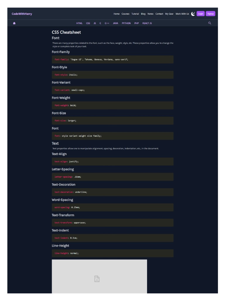 CSS Cheat Sheet | PDF