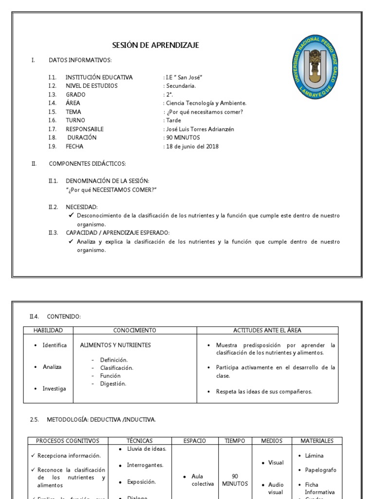 Sesión-De-Aprendizaje-Por Que Necesitamos Comer | PDF | Evaluación ... Sesión-De-Aprendizaje-Por Que Necesitamos Comer | PDF | Evaluación ...