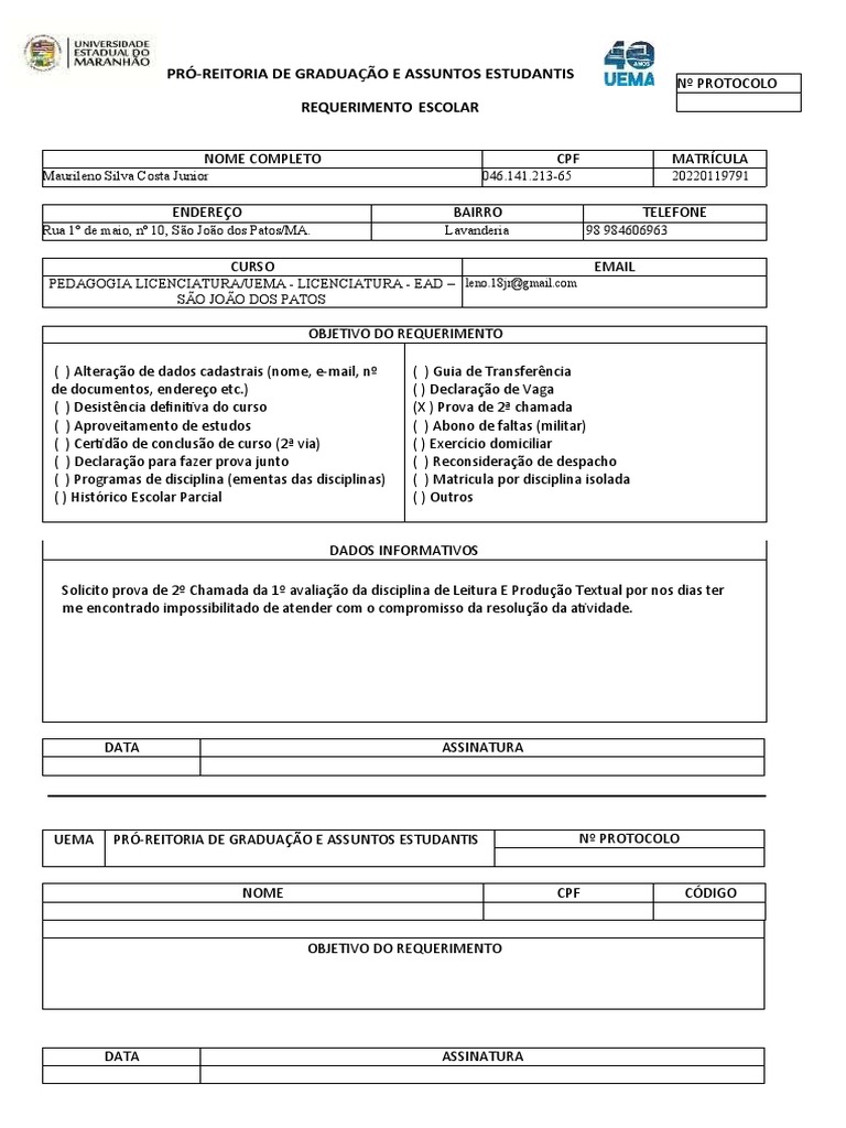 Requerimento Escolar | PDF