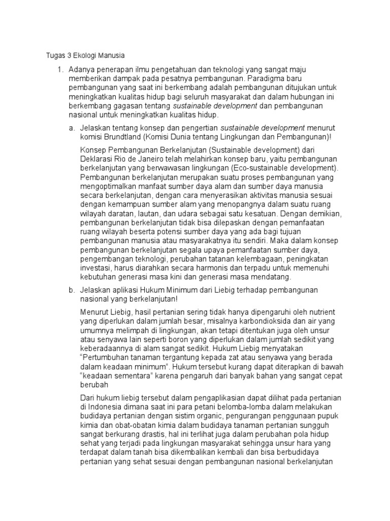 Tugas 3 Ekologi Manusia | PDF