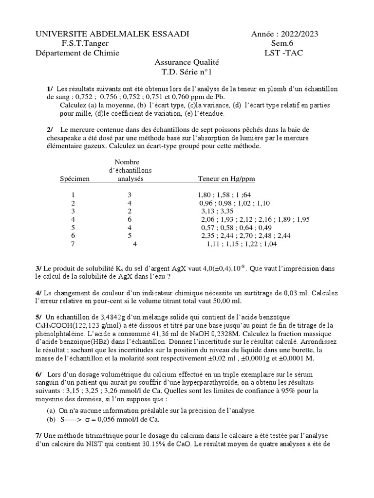 TD | PDF | Titrage | Chimie