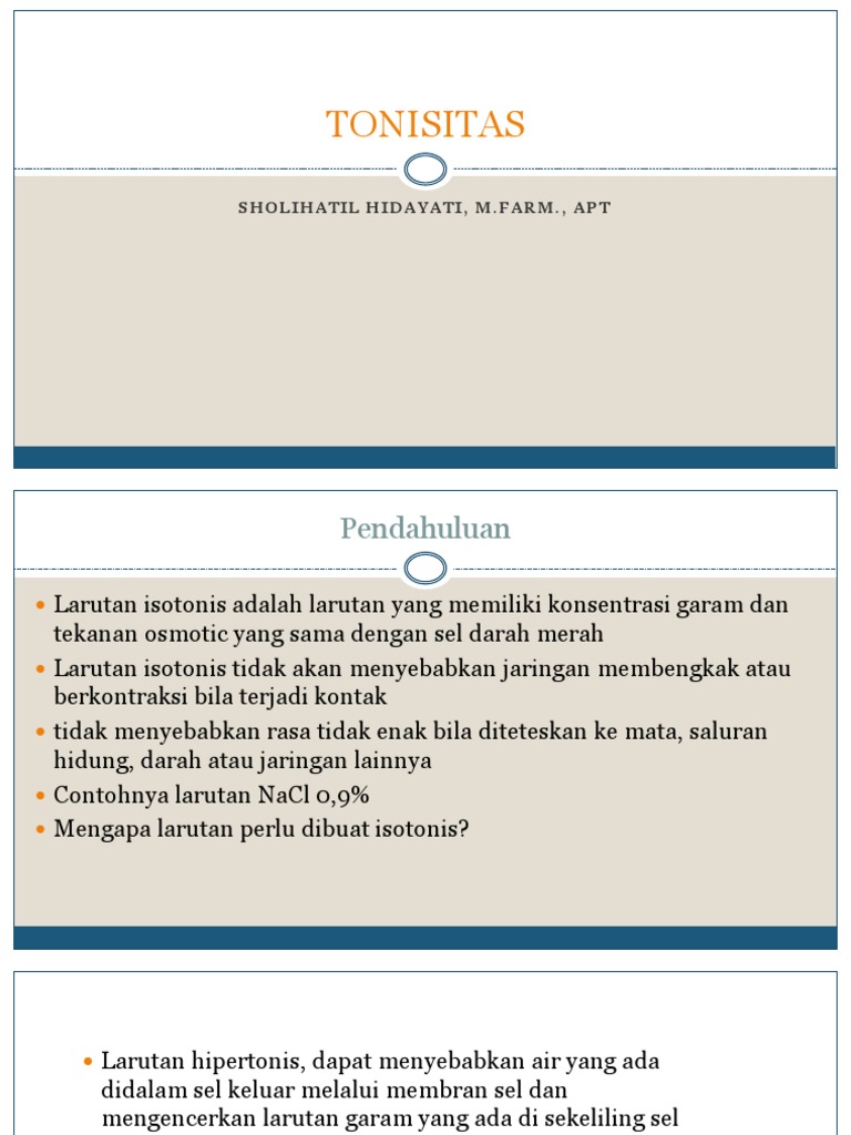 Panduan Tonisitas Larutan Isotonis | PDF