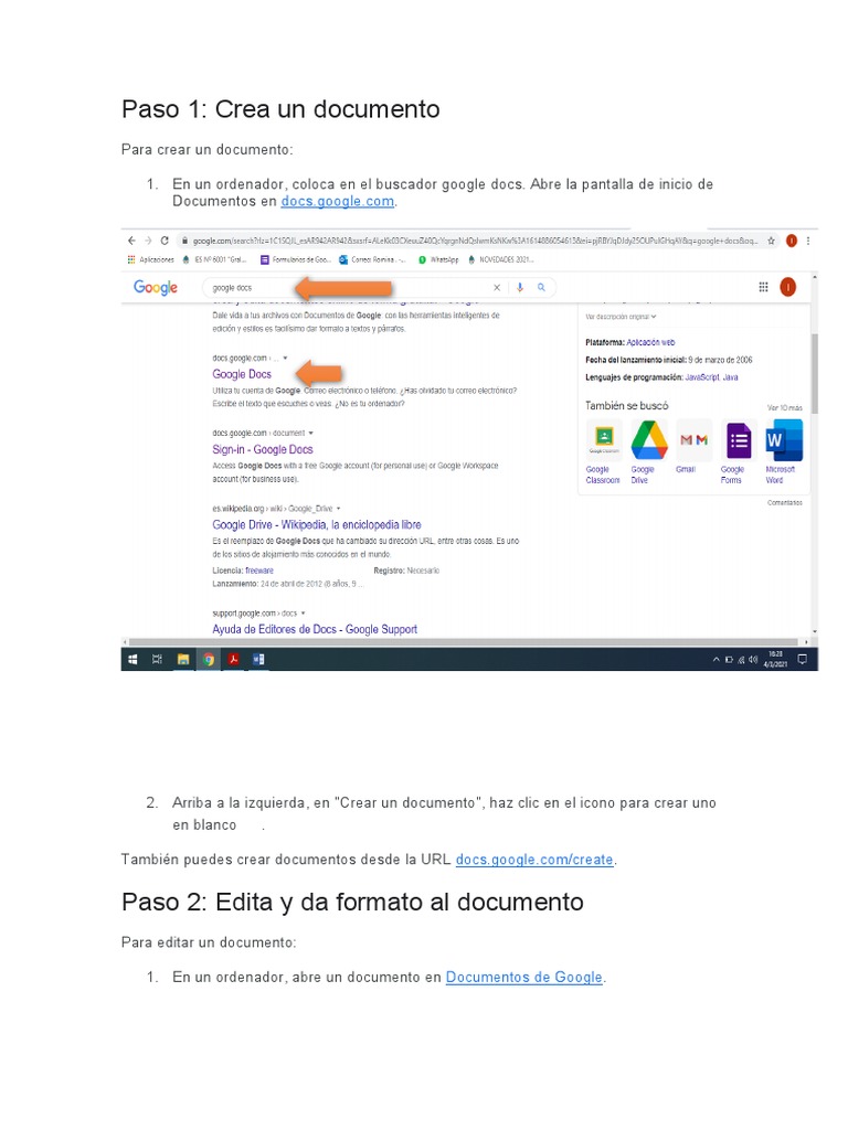 Paso 1 Tutorial Google Docs | PDF