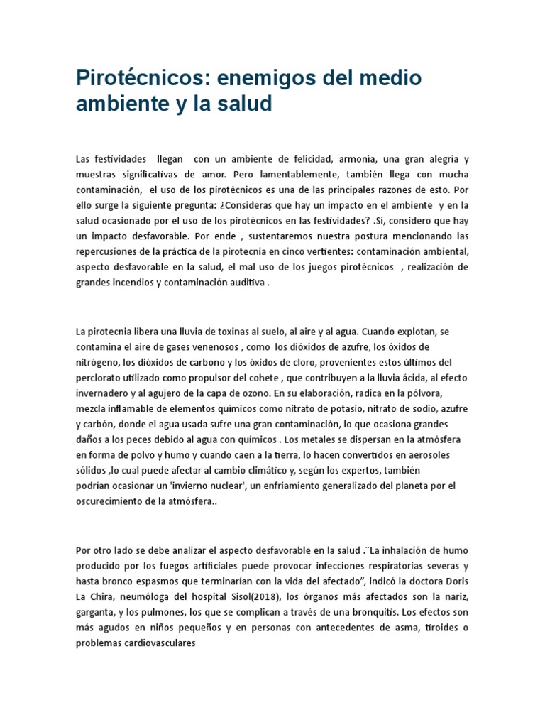 Impacto ambiental de la pirotecnia | PDF | Contaminación | Pirotécnica