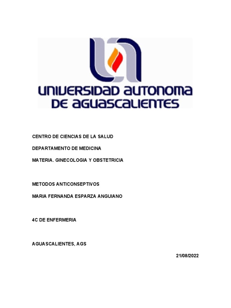 Metodo Anticonseptivo 21082022 Maria Fernanda Esparza Anguiano | PDF ...