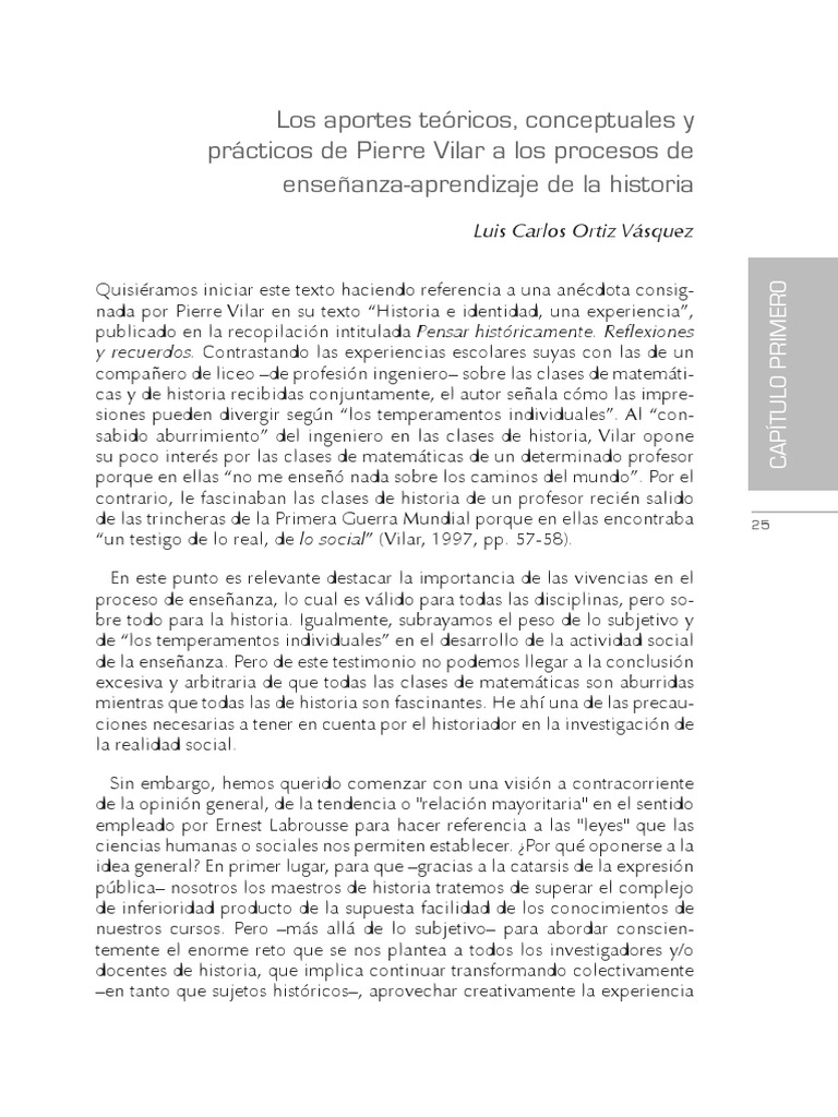 Aportes de Pierre Vilar a la enseñanza histórica | PDF | Teoría ...
