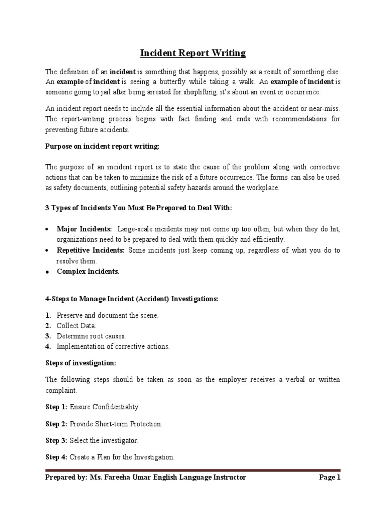 A Comprehensive Guide to Effective Incident Report Writing: From ...