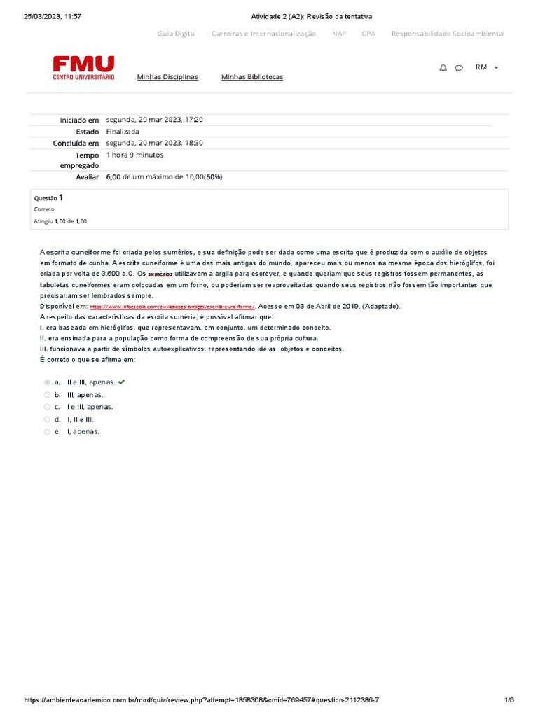 Atividade 2 (A2) - Revisão Da Tentativa | PDF | Humano | Homo