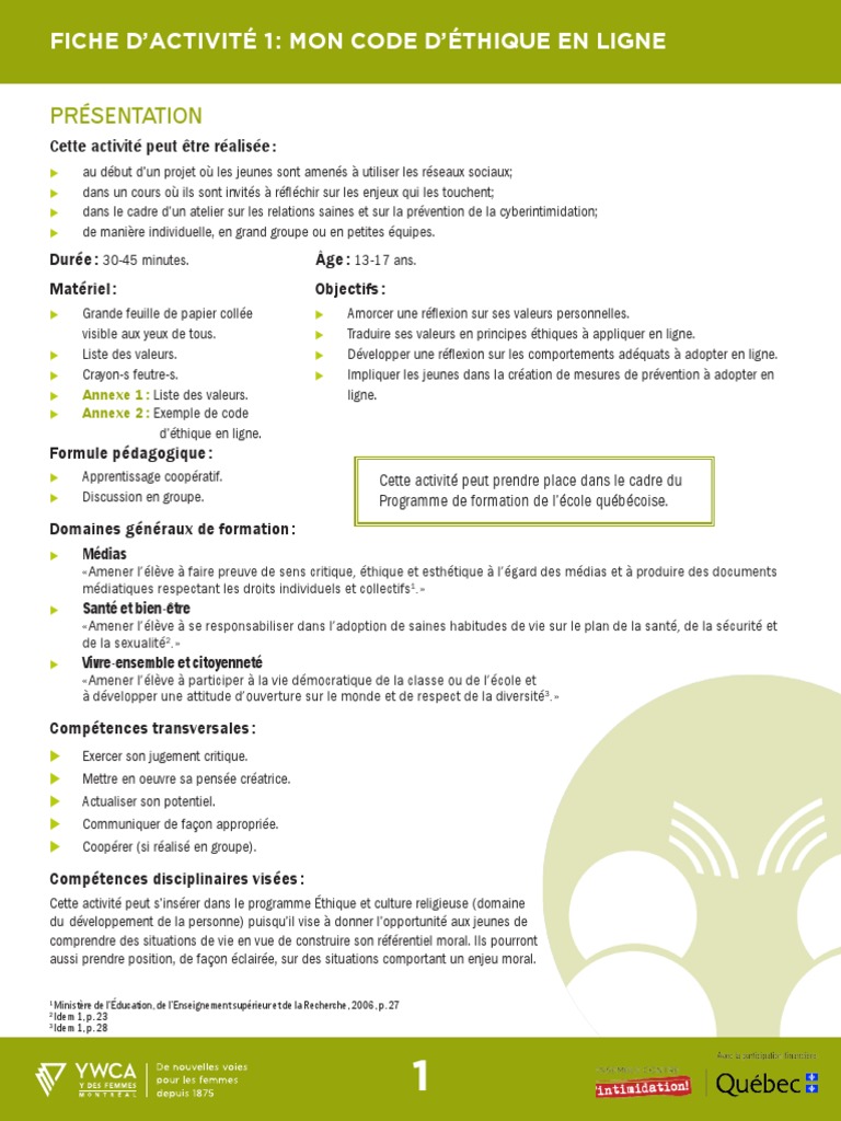 Agir Contre La Cyberintimidation - Webinaire 3 - Fiche D'activité 1 ...