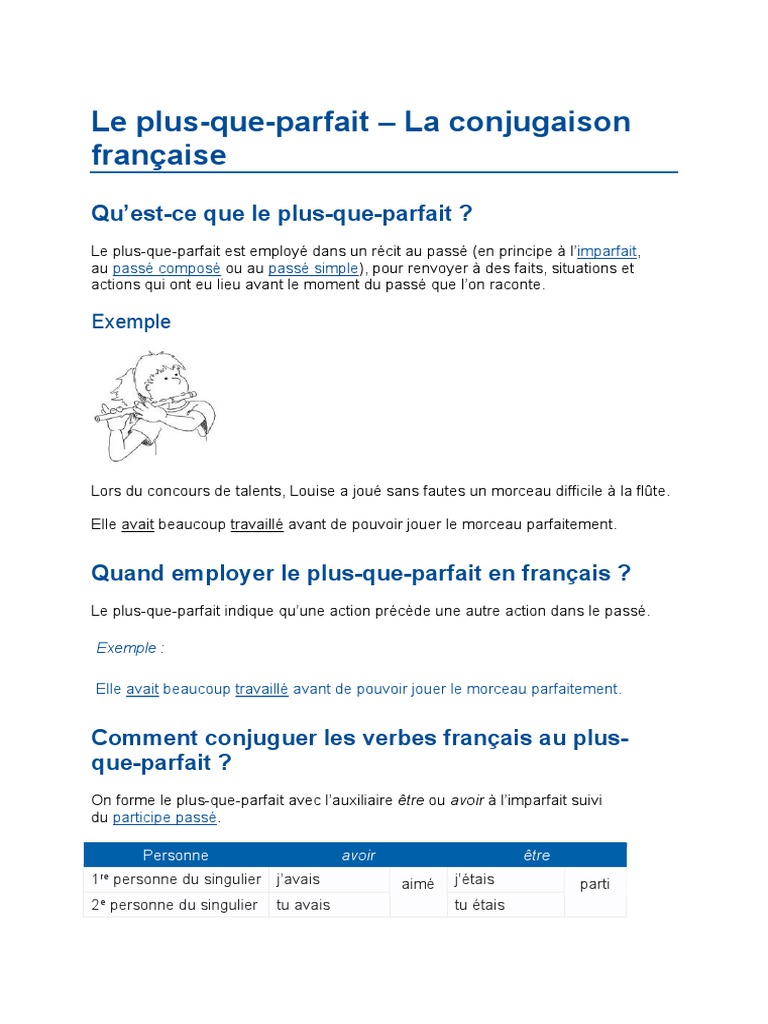 Conjugaison du Plus-Que-Parfait Français | PDF | Nombre grammatical ...
