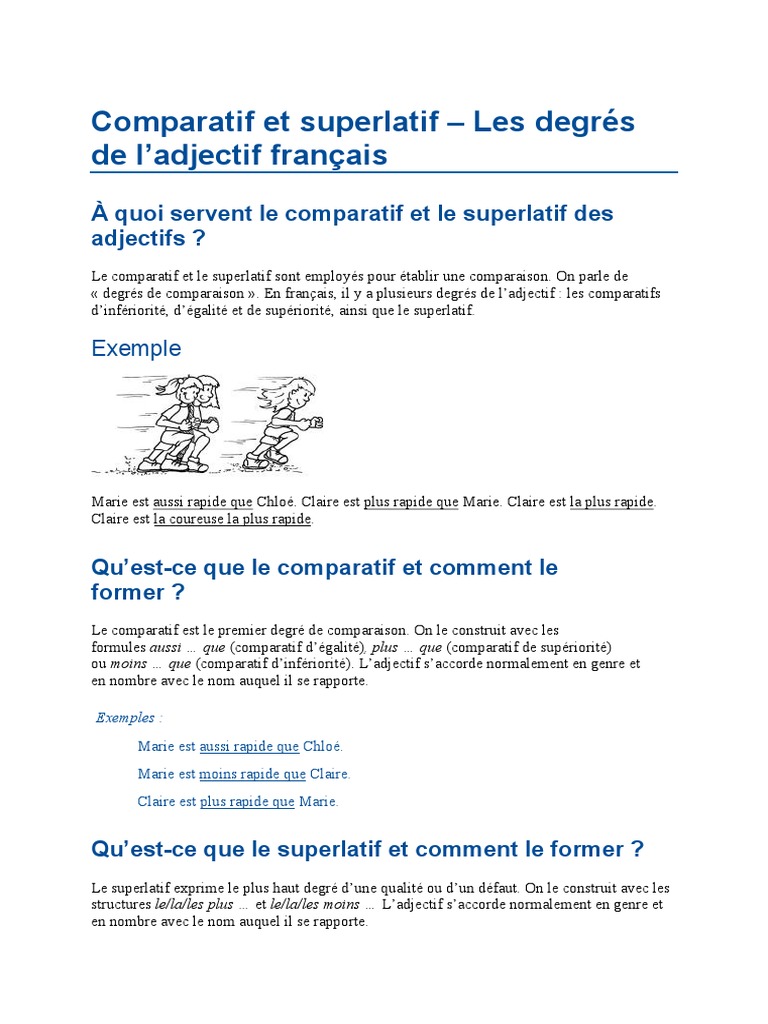 Comparatif Et Superlatif - Les Degrés de L'adjectif Français | PDF
