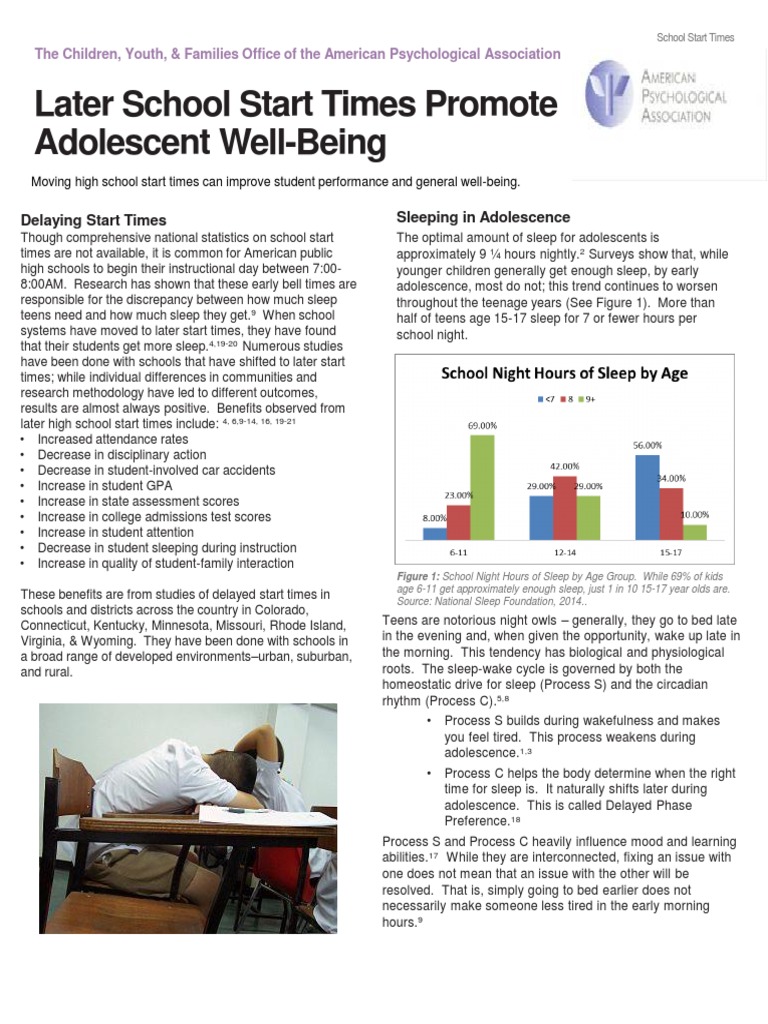 School Start Times | PDF | Sleep | Adolescence