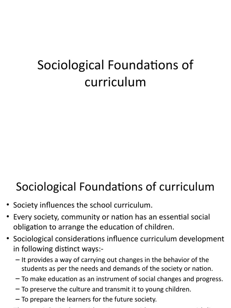 Sociological Foundations of Curriculum | Download Free PDF | Curriculum ...