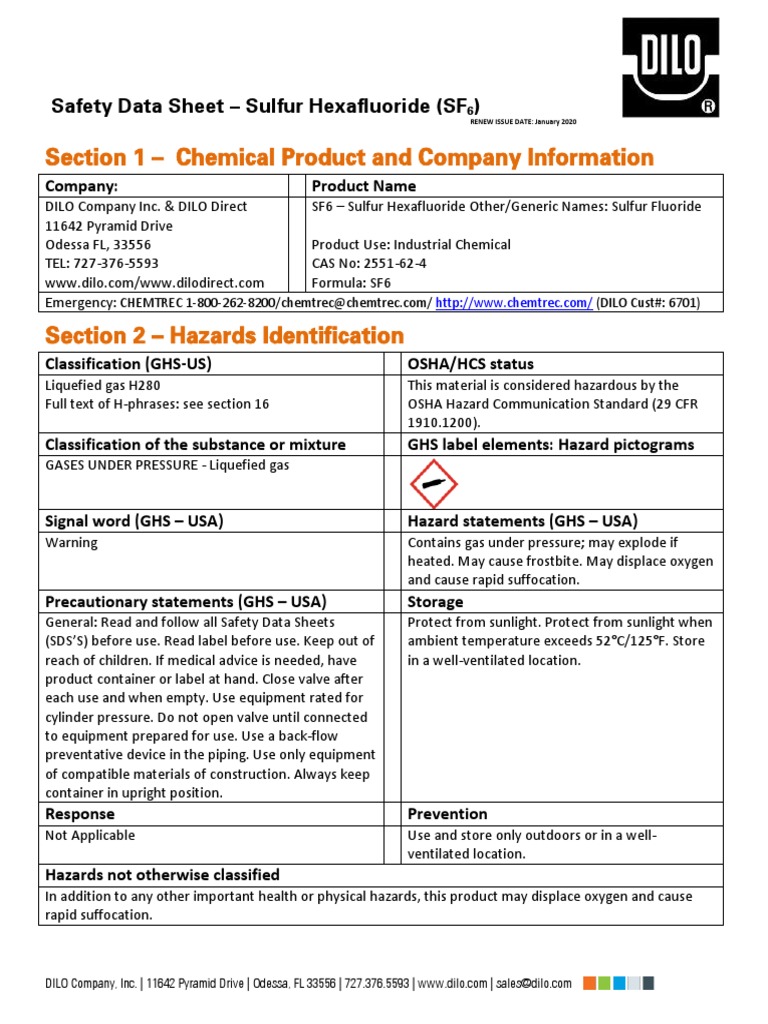 Section 1 - Chemical Product and Company Information: Safety Data Sheet ...