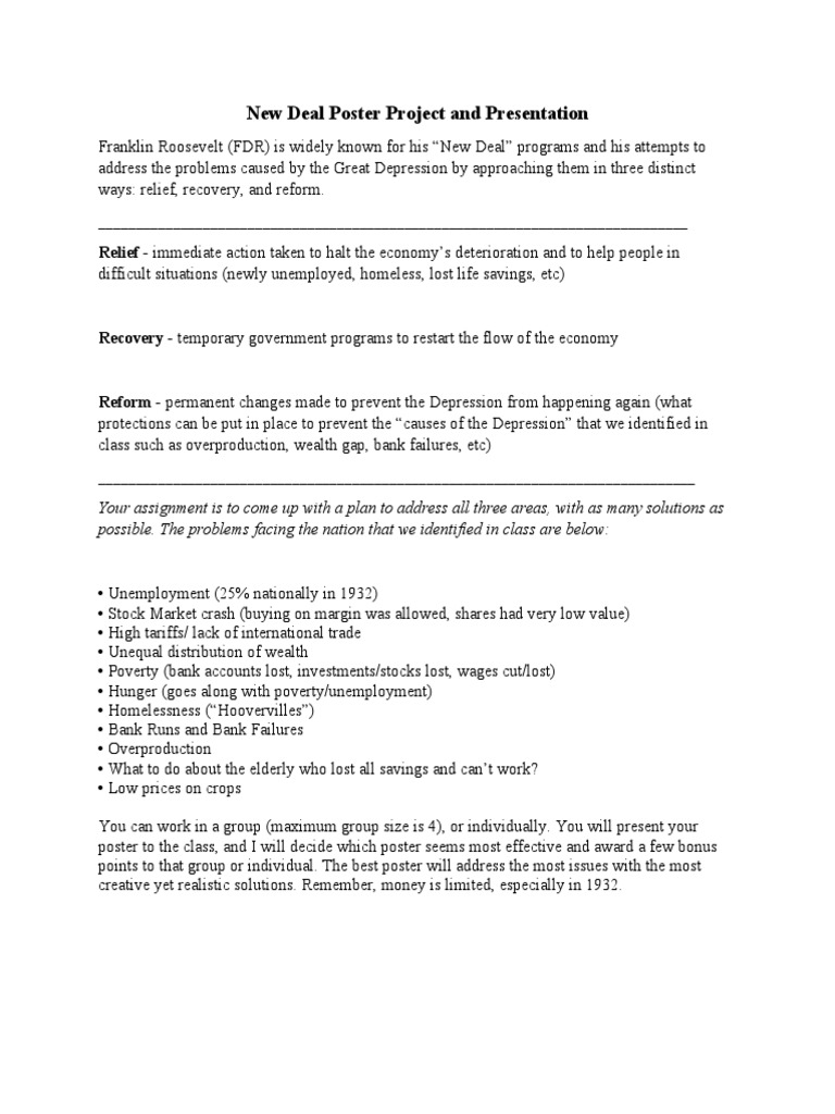 New Deal Poster Directions | PDF