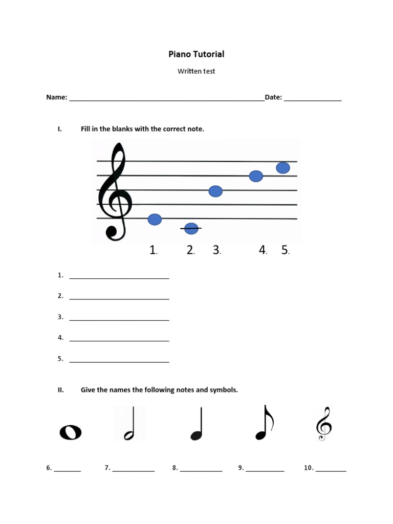 Piano Note Identification Quiz | PDF