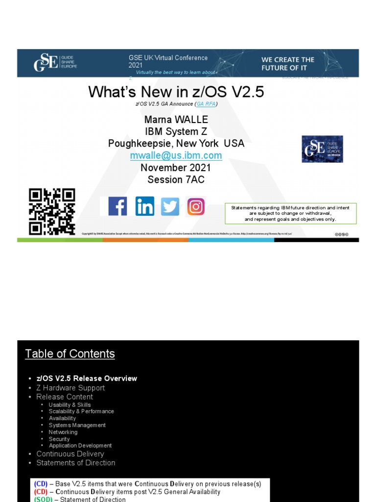 What's New in z/OS V2.5: Marna WALLE IBM System Z Poughkeepsie, New ...