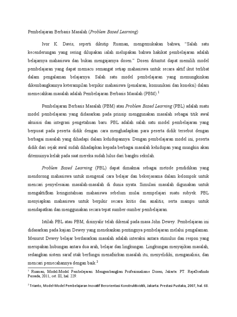 Pembelajaran Berbasis Masalah | PDF | Karier & Perkembangan ...