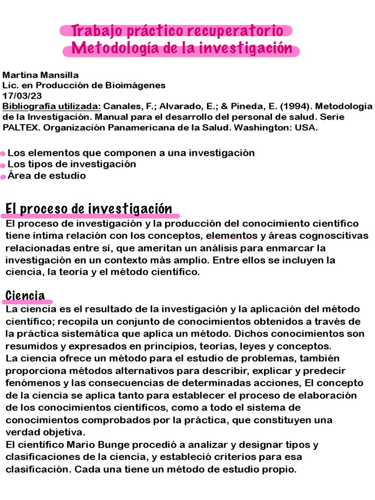 Trabajo Práctico de Metodología de La Investigación | PDF | Teoría | Método científico