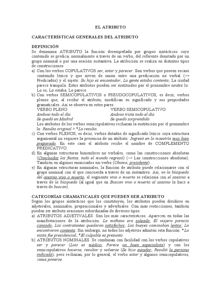 El Atributo | PDF | Verbo | Adverbio