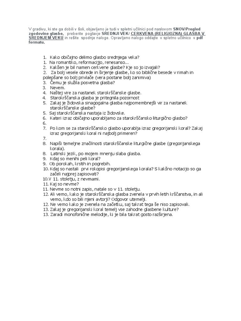 Srednji Vek - Cerkvena (Religiozna) Glasba | PDF