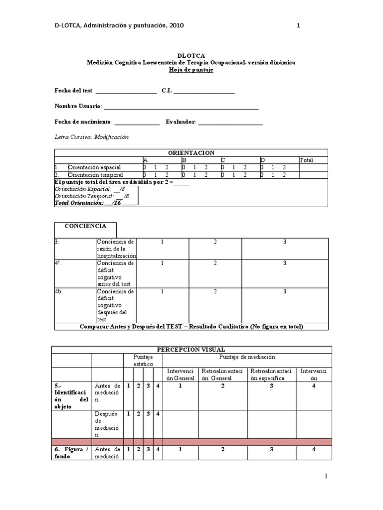 Hoja Registro DLOTCA | PDF