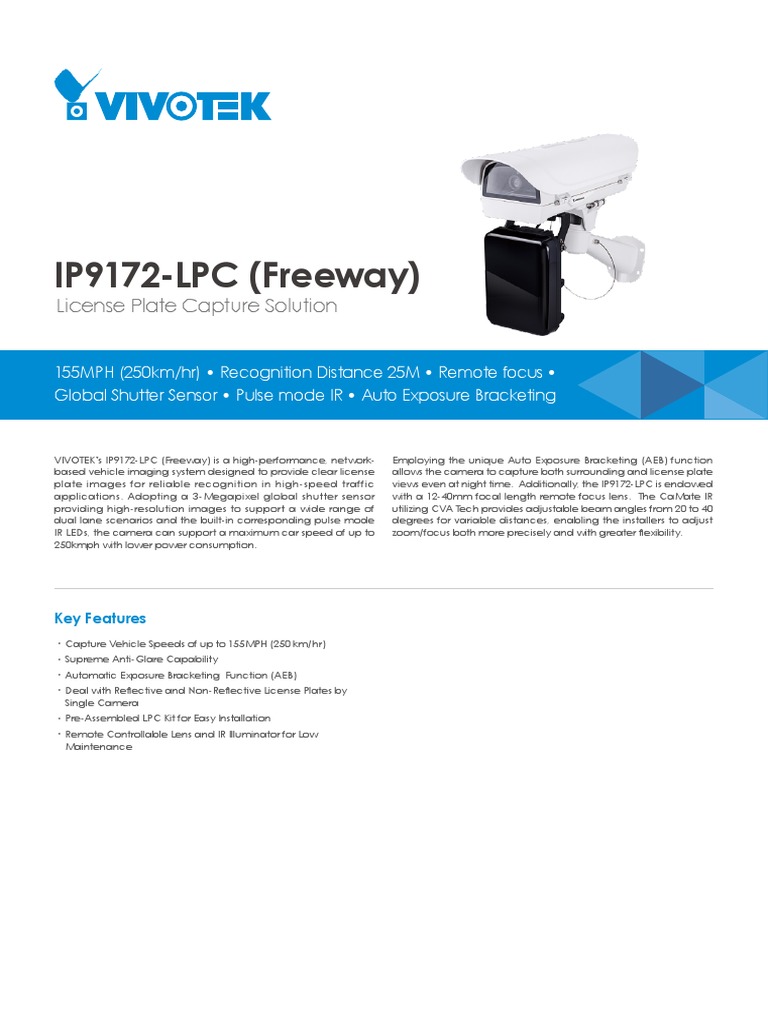 Vivotek Camara Ip 2 Megapixeles para Captura de Placas Ip9172 LPC Ficha ... Vivotek Camara Ip 2 Megapixeles para Captura de Placas Ip9172 LPC Ficha ...