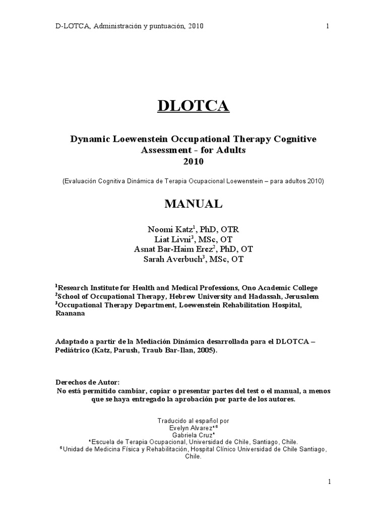 Manual D-LOTCA 2010 | PDF | Mano | Evaluación