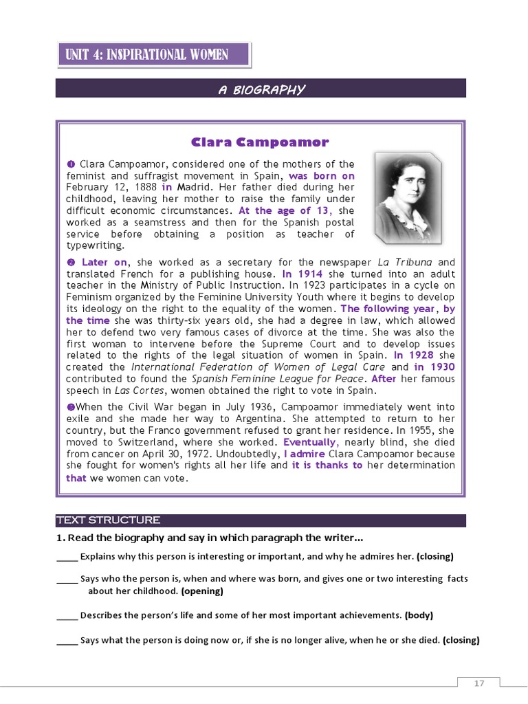 U4 Writing Notebook Biography 1BATX 21 22 | PDF | Linguistics